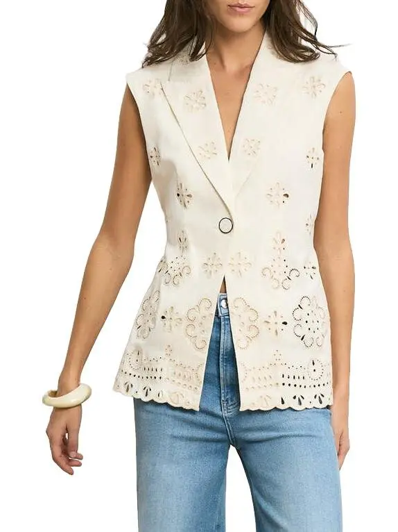 Veronica Beard Townes Eyelet Vest - Dove