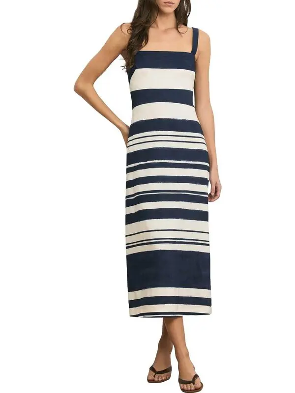 Veronica Beard Ella Stripe Sleeveless Midi Dress - Navy Dove