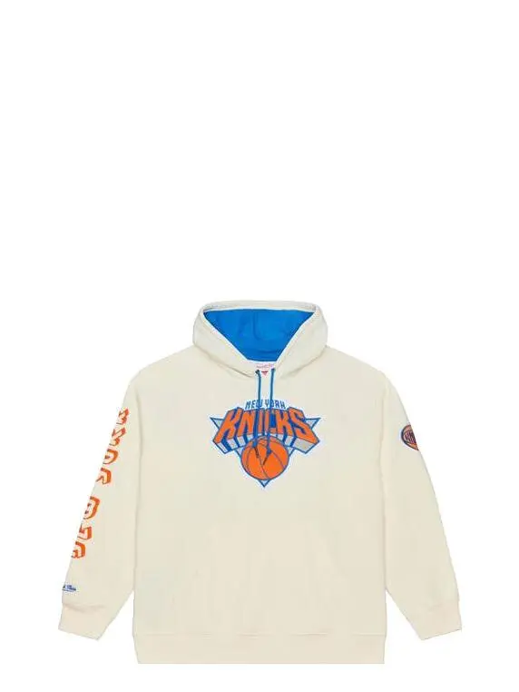 Mitchell & Ness New York Knicks Chainstitch Premium Fleece Hoodie - Cream