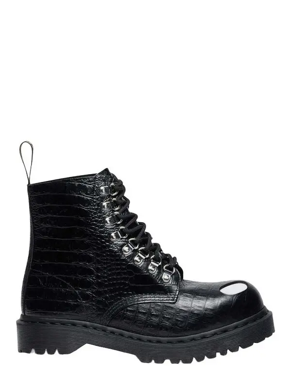 Dr. Martens 1460 Pascal Bex Stee Shirtl Toe Leather Boot Croc Embossed Analine - Black
