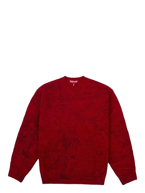 Supreme Collage Embroidered Sweater - Red