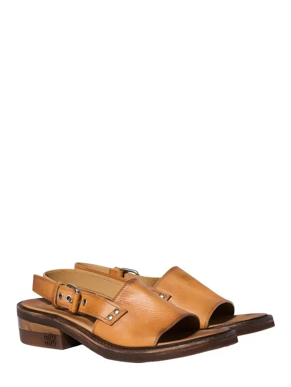 Miu Miu Leather Sandals - Light Tan