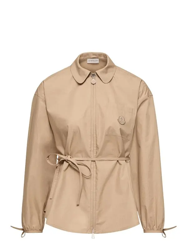 Moncler Cotton Poplin Zip-up Shirt Jacket - Beige