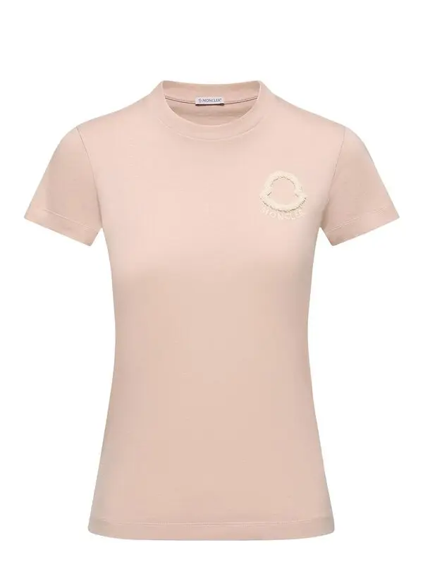 Moncler Embroidered Logo T-shirt - Pink