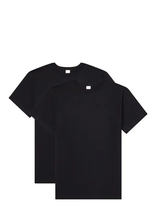 3sixteen Set Of Two Cotton-jersey T-shirt - Black