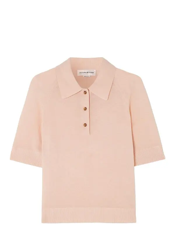Victoria Beckham Merino Wool Polo Shirt - Pink