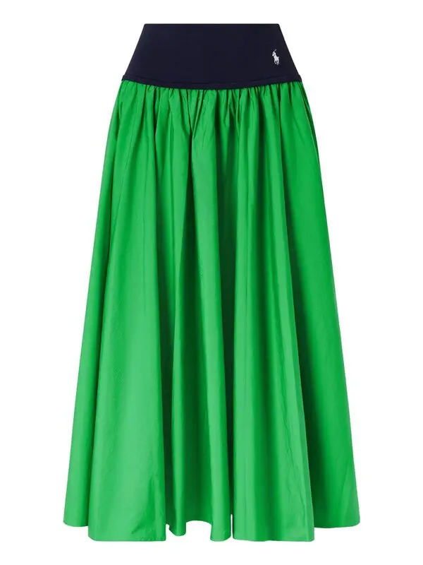 Polo Ralph Lauren Ribbed Cotton-poplin Maxi Skirt - Green