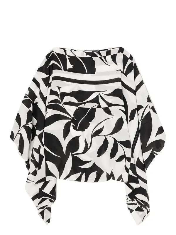 Max Mara Draped Printed Silk Blouse - Black