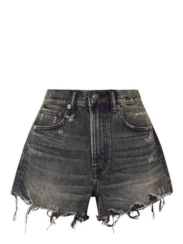 R13 Distressed Denim Shorts - Black