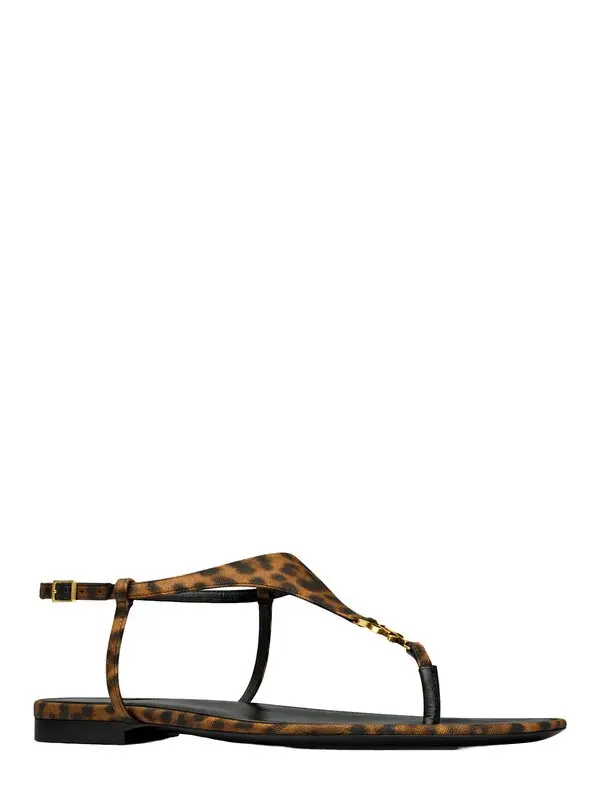 Saint Laurent Cassandra Leopard-print Grosgrain Sandals - Animal