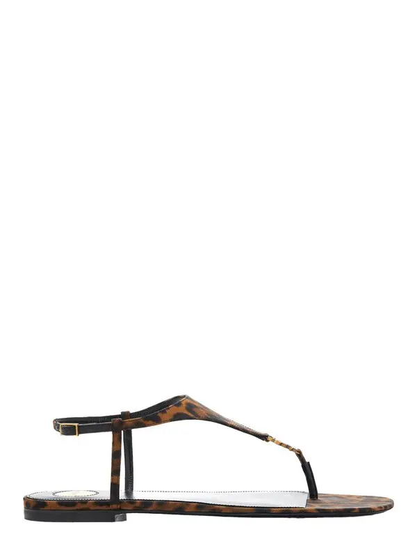 Saint Laurent Cassandra Leopard-print Grosgrain Flat Sandals - Animal