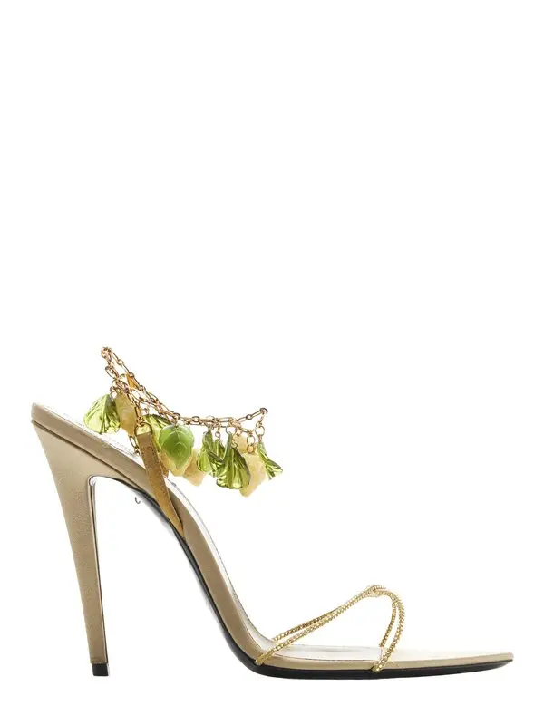 Saint Laurent Mon Chéri Leather Charm Sandals - Yellow