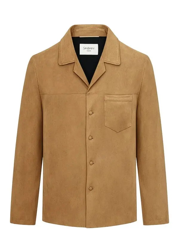 Saint Laurent Suede Buttoned Jacket - Brown