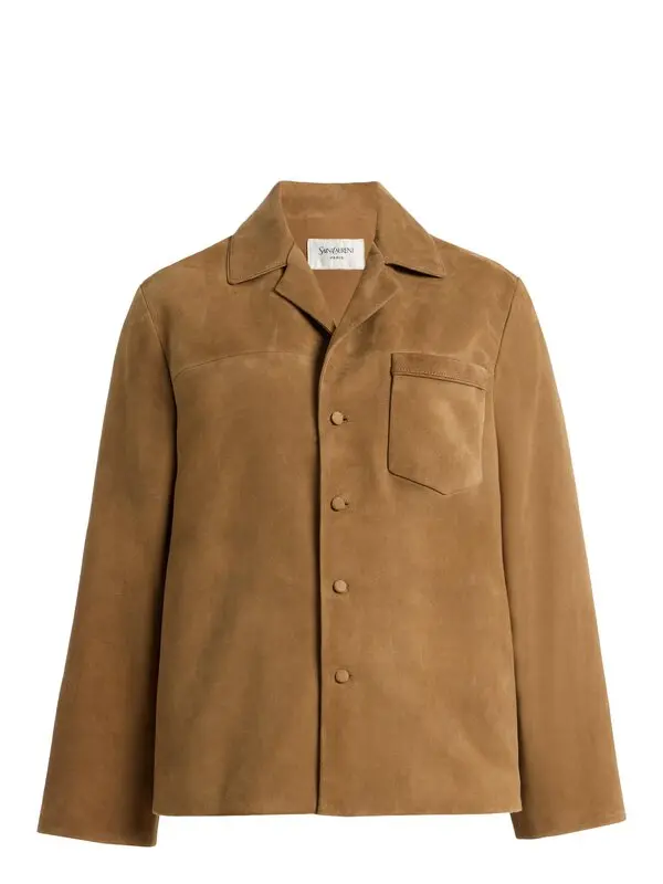 Saint Laurent Suede Buttoned Jacket - Brown