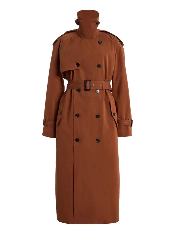 Saint Laurent Water-repellent Cotton-silk Canvas Trench Coat - Brown