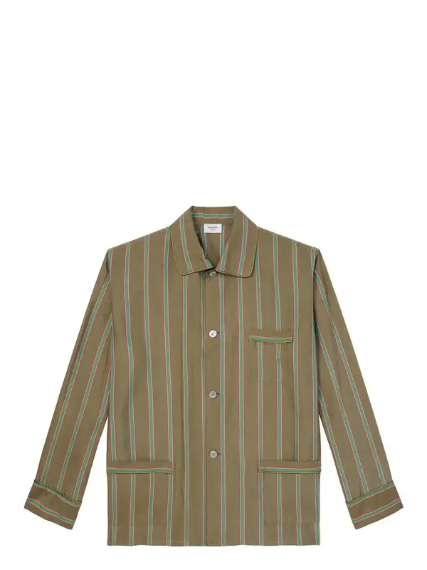 Saint Laurent Piped Striped Recycled-twill Shirt - Green