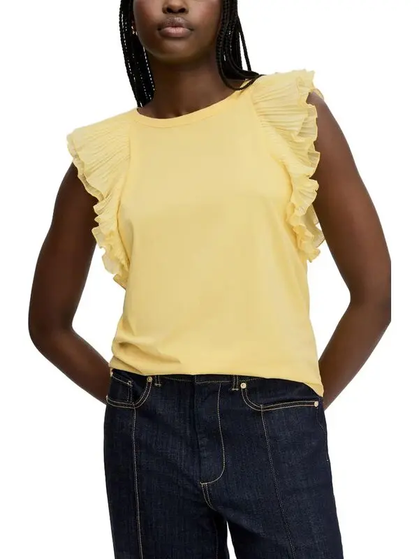 Sam Edelman Pleated Ruffle Sleeve Top - Sunflower