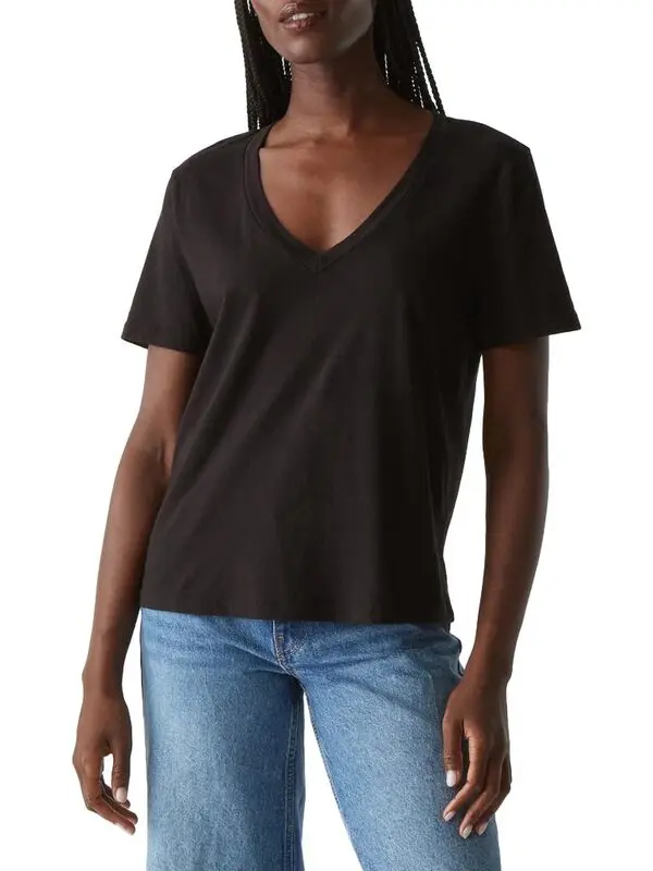 Michael Stars Daria Classic V-neck T-shirt - Black