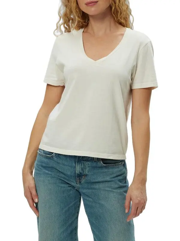 Michael Stars Daria Classic V-neck T-shirt - Chalk