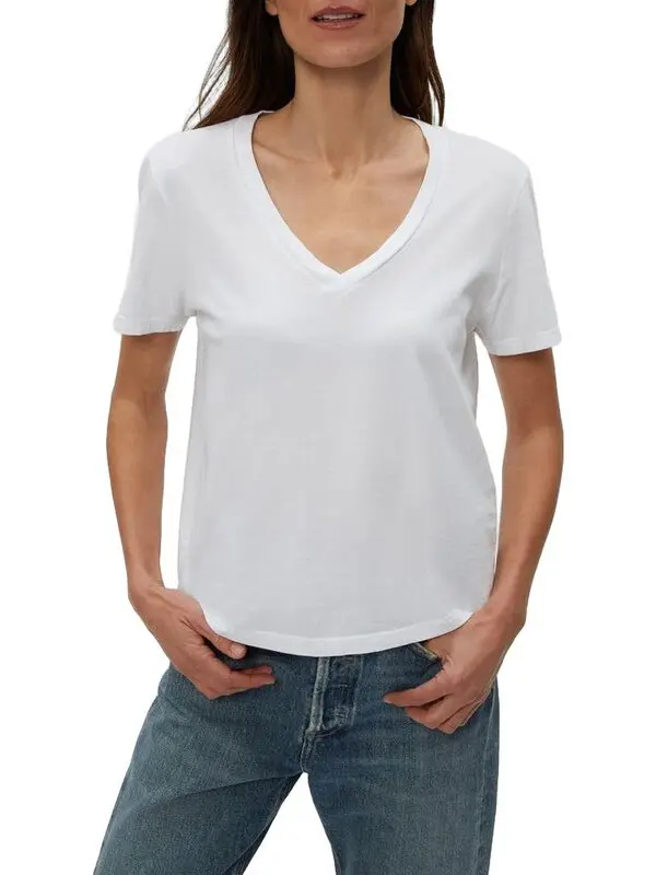 Michael Stars Daria Classic V-neck T-shirt - White