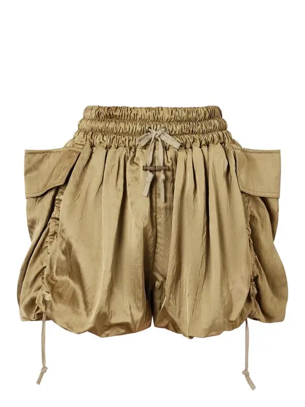 Balmain Gathered Satin Shorts - Green