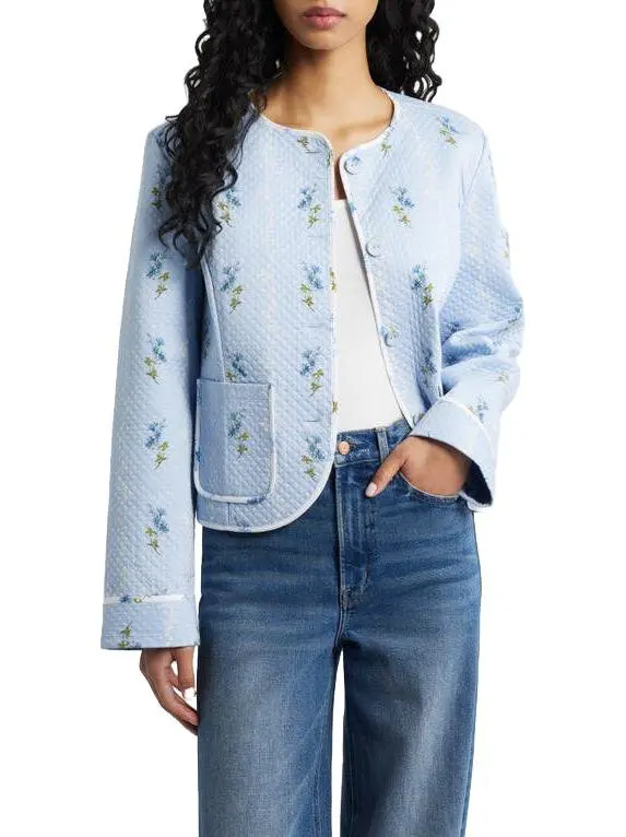 Hill House Home Rowan Quilted Crop Jacket - Bluebell Waltz