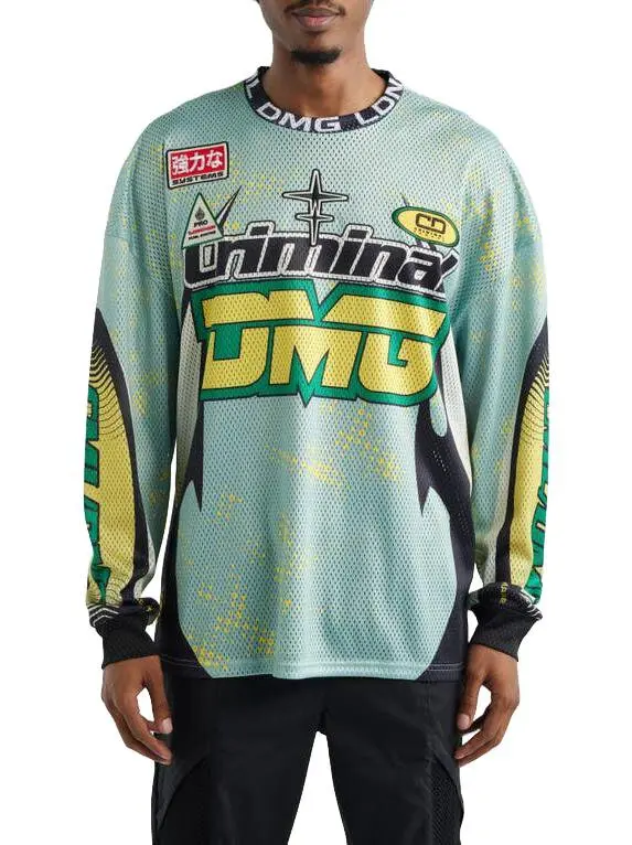 CRIMINAL DAMAGE Soccer Mesh Graphic Jersey - Mint/black/yellow
