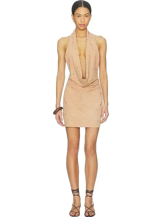 UNDERSTATED LEATHER Liv Studded Mini Dress - Dusty Coral