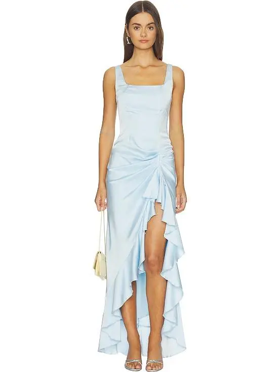 MORE TO COME Phoebe Ruffle Maxi Dress - Baby Blue