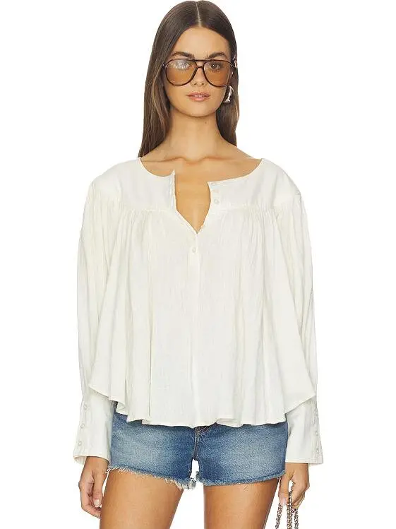 Free People X Malibu Crinkle Top - Whisper White