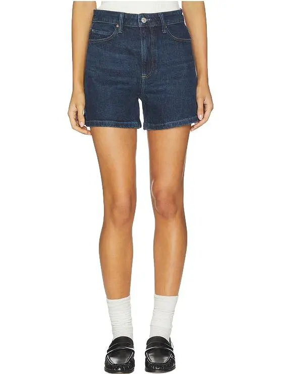 Paige Dani Short Finished Hem Seamed Belt Loops Short In Blue - Visage