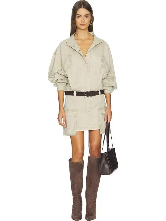 Courtney Zheng Drill Cargo Mini Dress - Sand