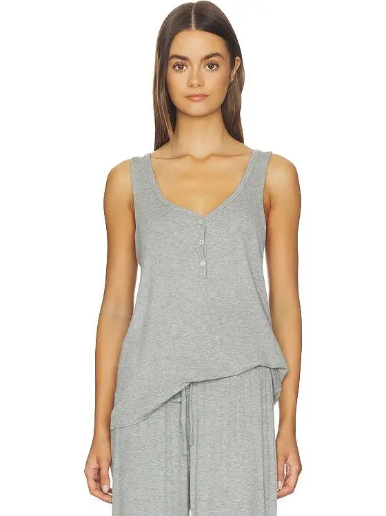 Eberjey Dream Rib V-neck Tank Top - Heather Grey