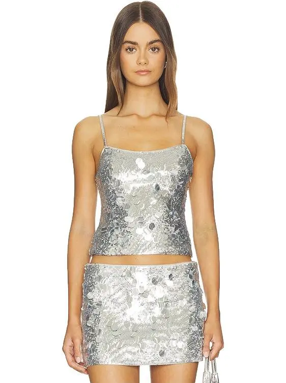 GUIZIO Paillette Cami - Silver