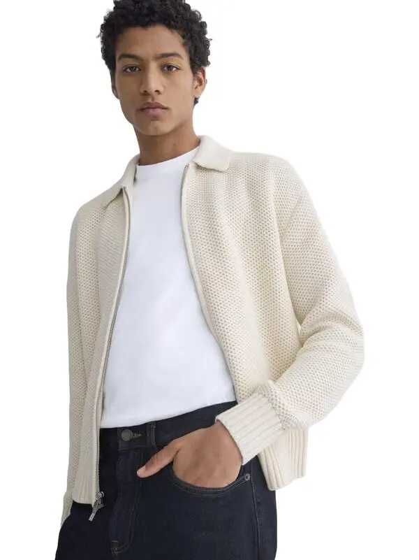 Everlane Honeycomb Sweater Jacket - Heathered Oat