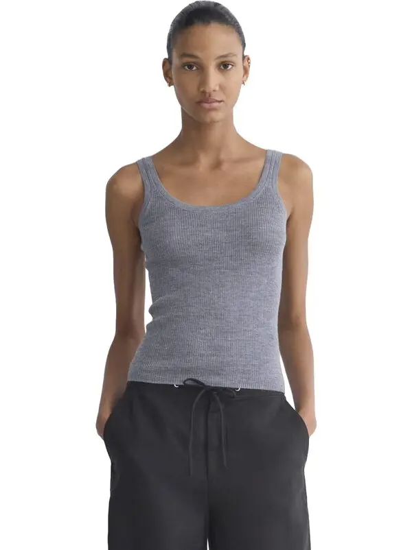 Everlane Light Ribbed Cami Top - Heather Mid Grey