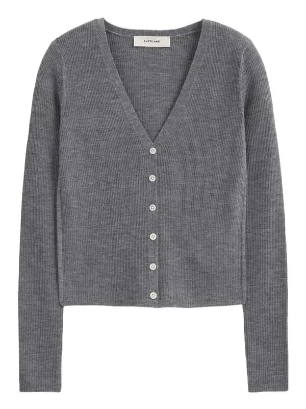 Everlane Ultrasoft Merino Wool Cardigan - Heather Mid Grey