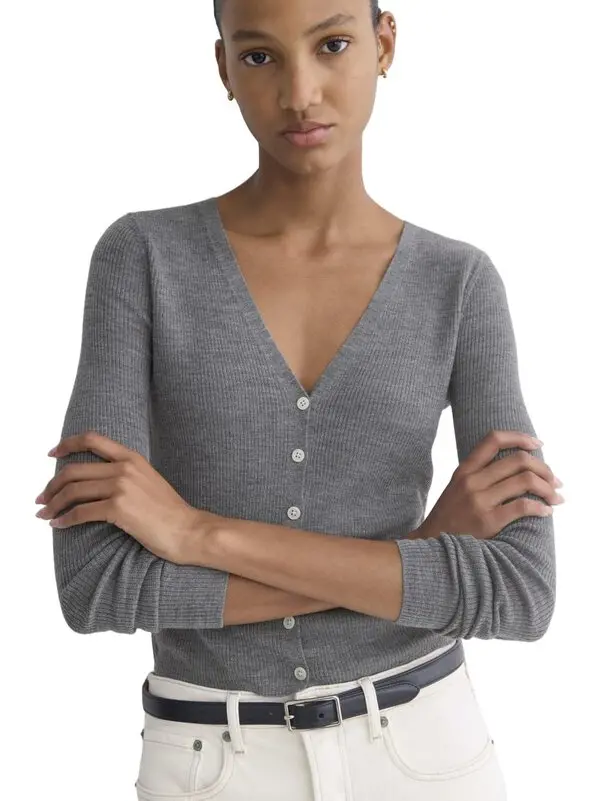Everlane Ultrasoft Merino Wool Cardigan - Heather Mid Grey