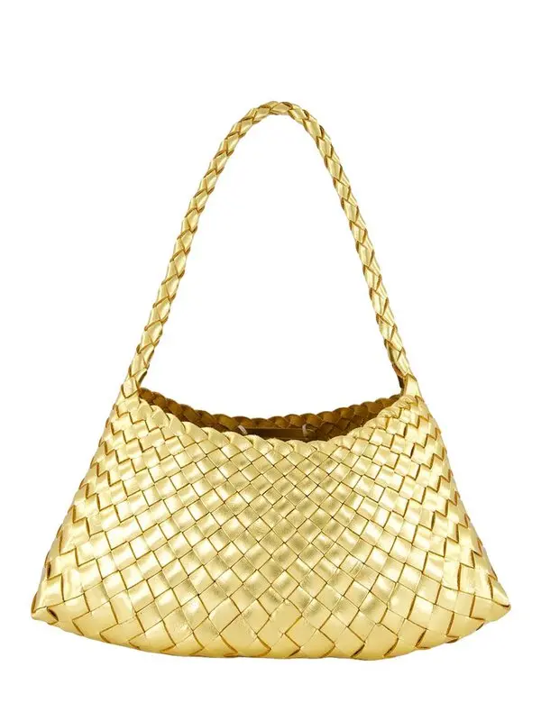 Dragon Diffusion Rosanna Woven Leather Baguette - Gold