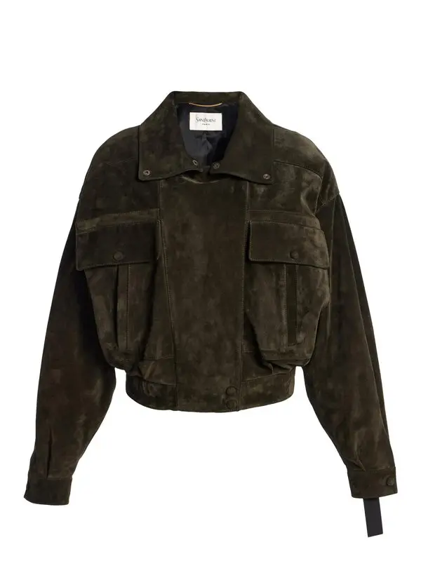 Saint Laurent Boxy Suede Jacket - Green