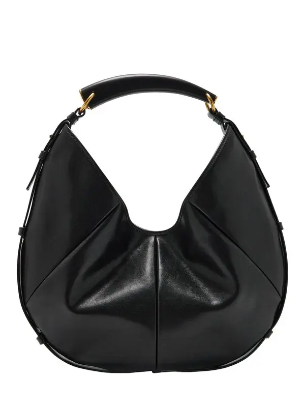 Saint Laurent Mombasa Medium Leather Hobo Bag - Black