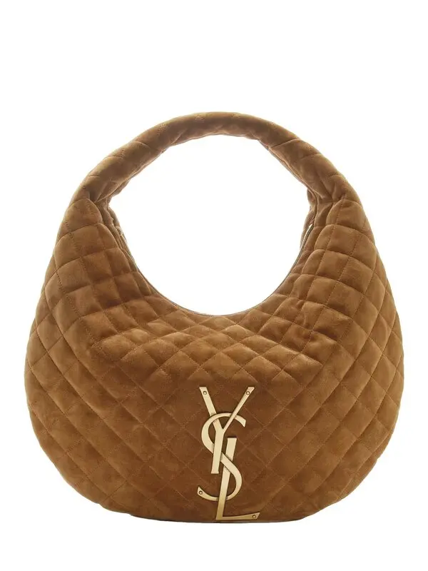 Saint Laurent Icare Quilted Suede Hobo Bag - Brown