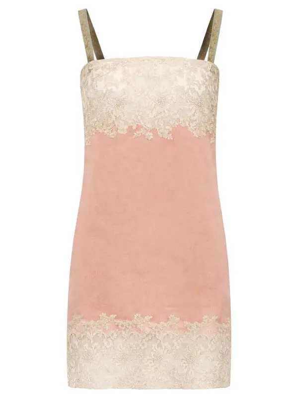 Saint Laurent Lace-trimmed Silk-satin Mini Dress - Pink