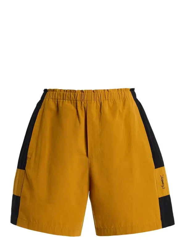 Saint Laurent Embroidered Cotton Bermuda Shorts - Orange