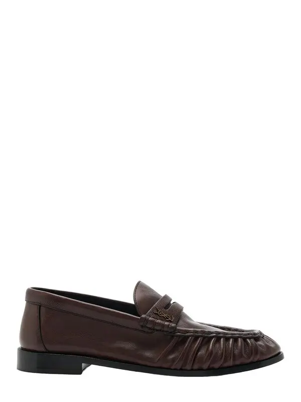 Saint Laurent Leather Loafers - Brown