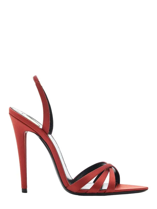 Saint Laurent Kate Satin Slingback Sandals - Orange