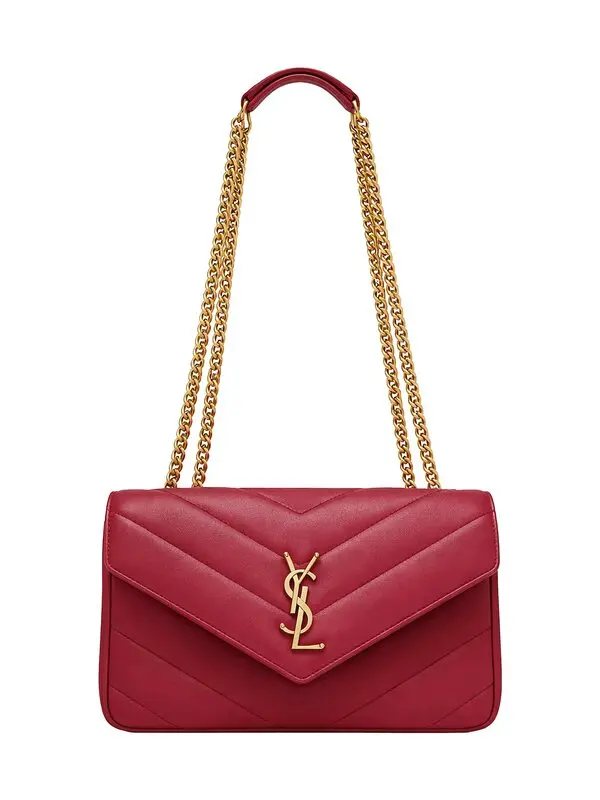 Saint Laurent Loulou Small Matelassé Leather Bag - Red