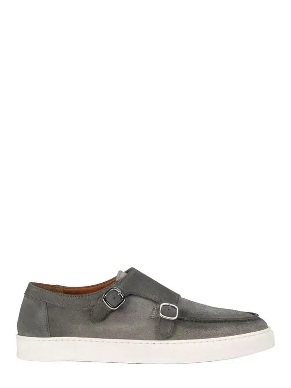 DOUCAL'S Suede Double-buckle Loafers - Grey