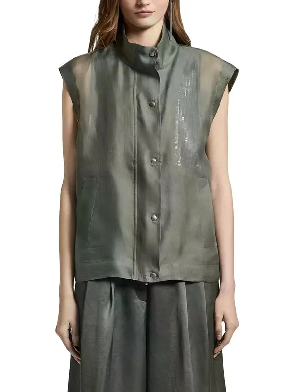 Peserico High-neck Gazar Vest - Green