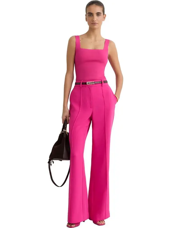 REISS Fion Square-neck Compact-knit Vest - Hot Pink